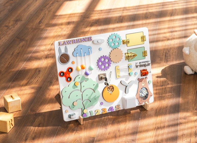 Montessori Busy Board for Toddler, Wooden Baby Play Board, Montessori ...