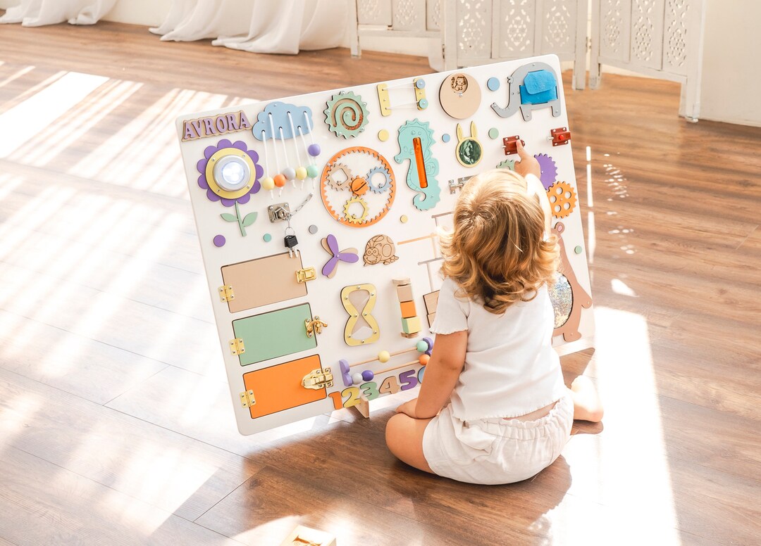 Busy Board 1 2 3 Year Old Personalized Toddler Activity Board First ...