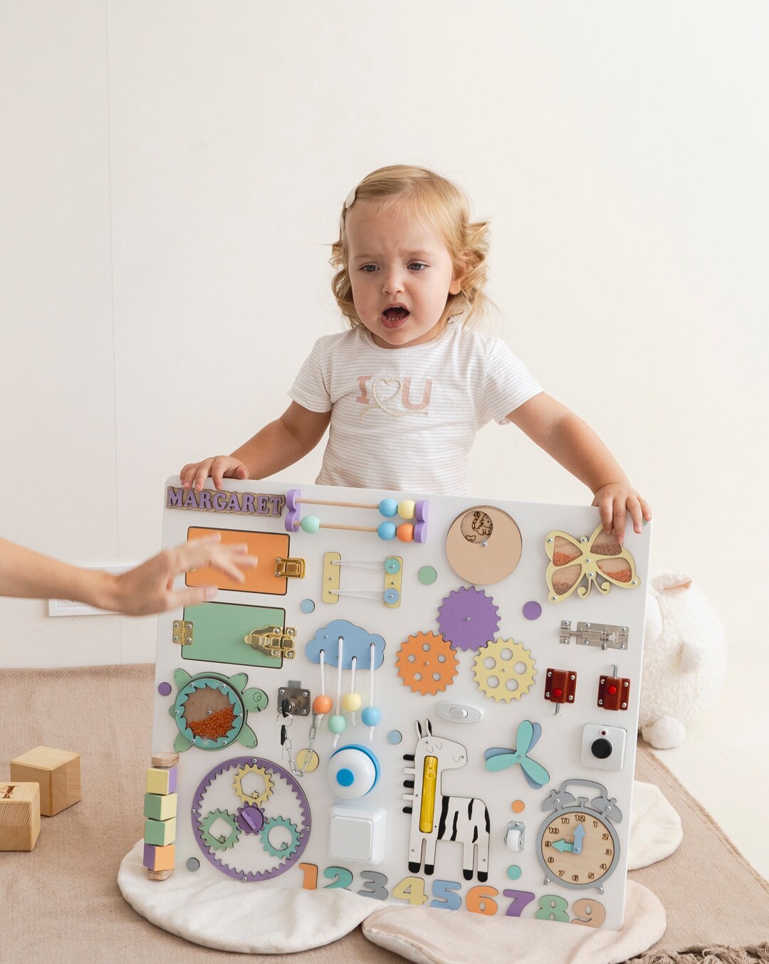 Personalized Baby Busy Board, Busyboard, Play Board, Wooden Busy Board ...