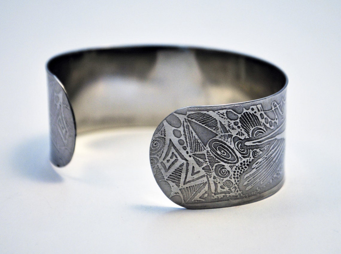 Steel Raven Cuff Stainless Steel Bangle Medium Surgical | Etsy