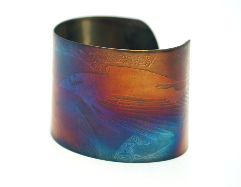 Coloured Steel Raven Cuff Multi Coloured Stainless Steel - Etsy