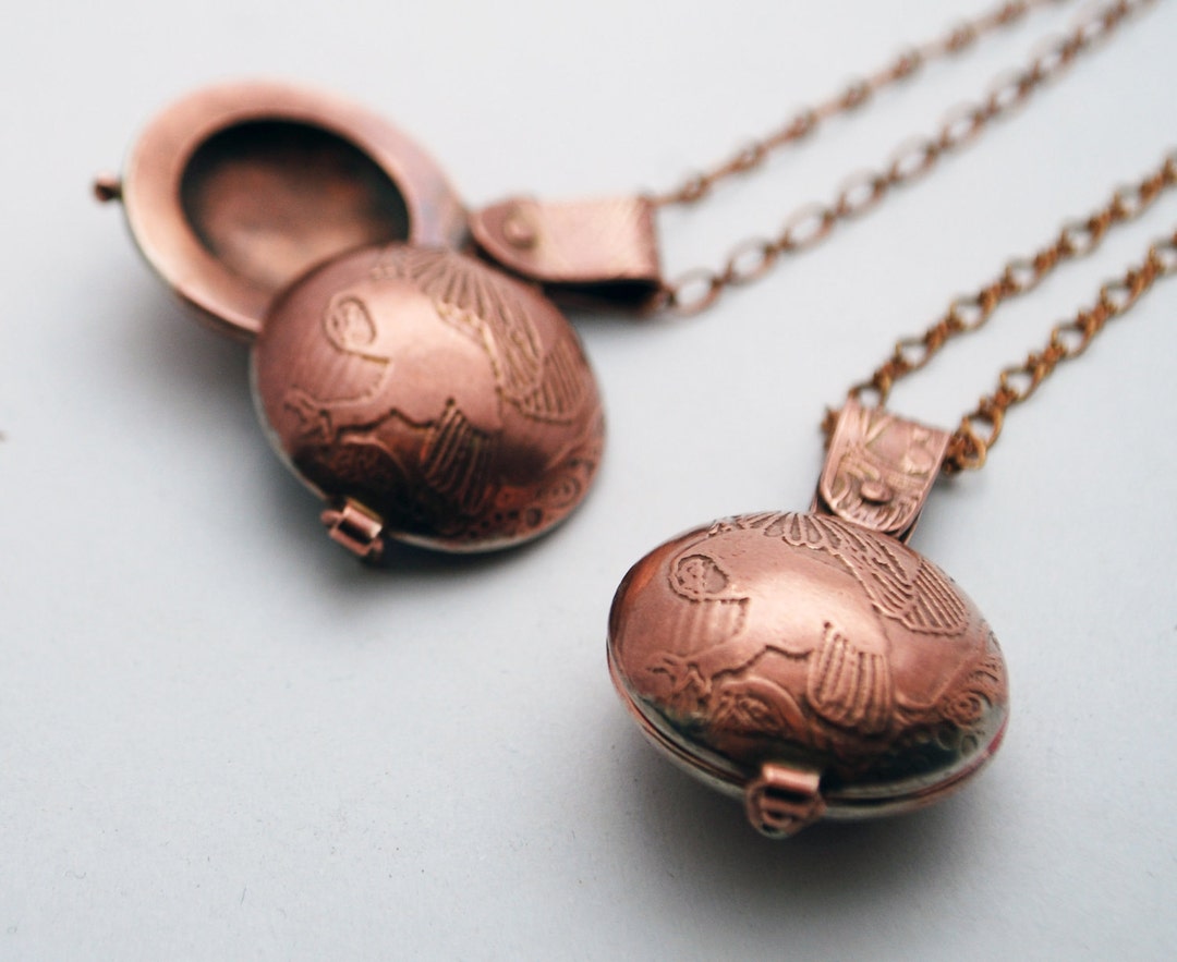 Copper Owl Locket - Etched Owl - Copper Swivel Locket - Etsy