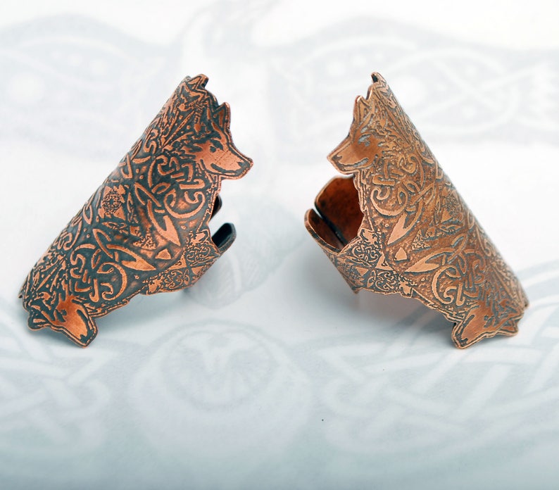 Copper Wolf Ring, Celtic Armour Jewellery, Celtic Knot, Wolf Ring ...