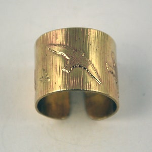 Etched Brass Bird Ring Adjustable Size - Etsy