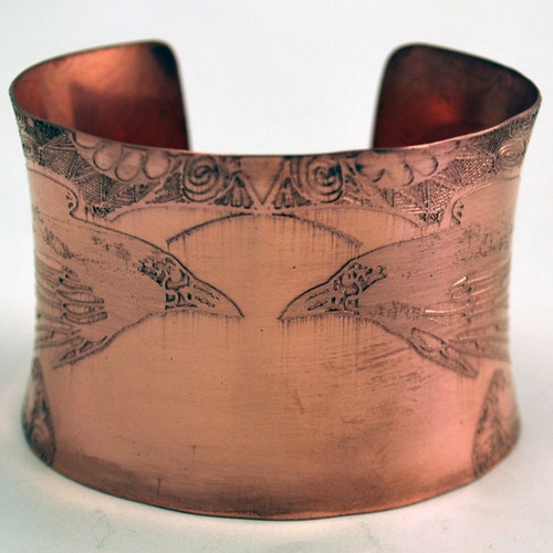 Etched Copper Crow Raven Cuff Bracelet - Etsy