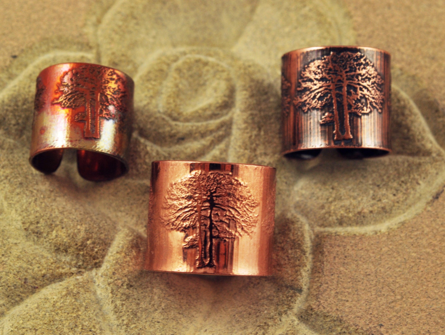 Etched Copper Tree Ring Adjustable Size - Etsy