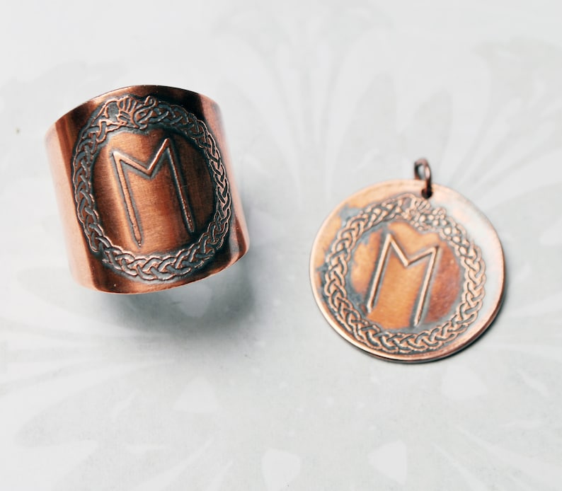 Copper Rune Rings Viking Futhark Ring Runes Shield Ring - Etsy