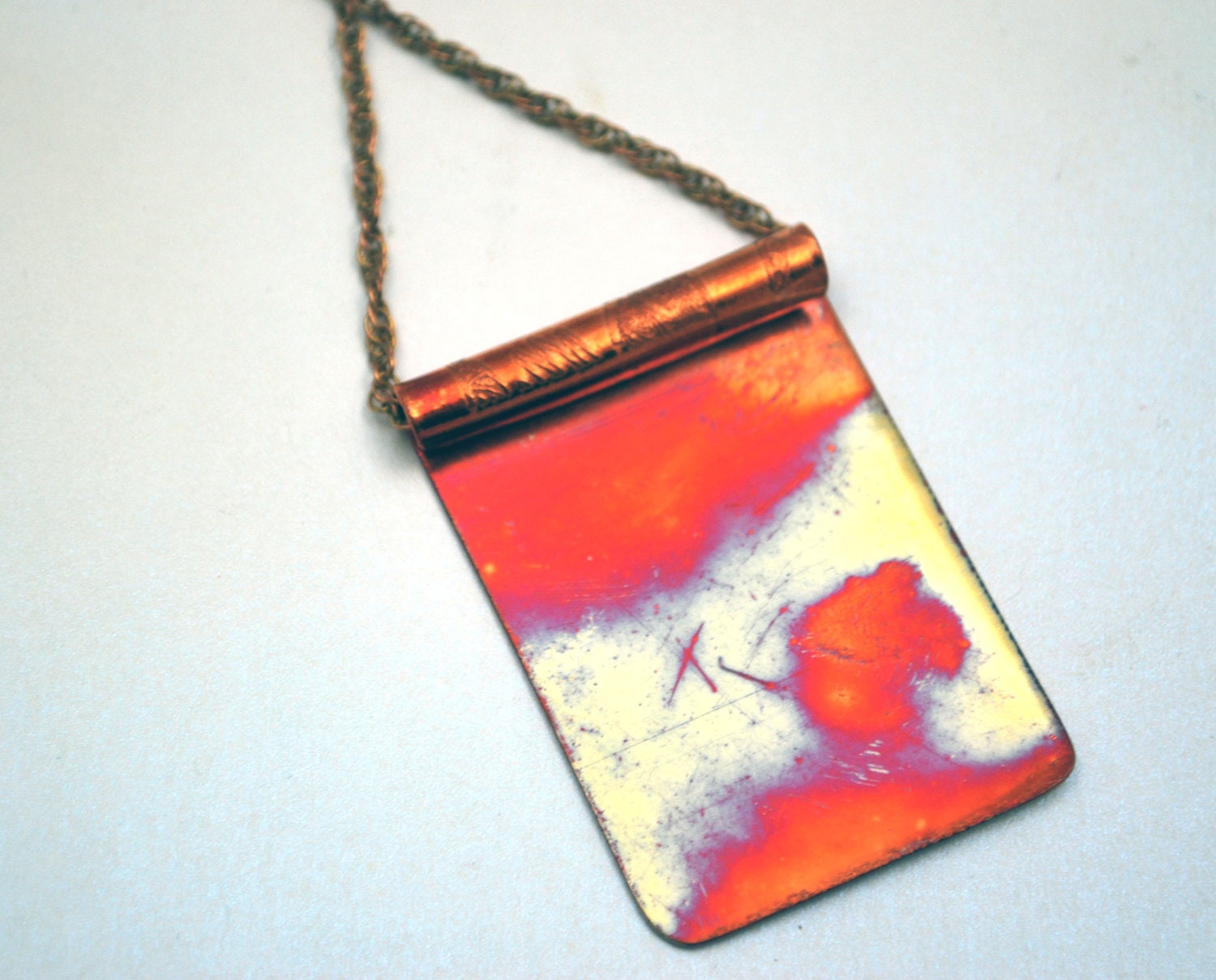 Copper Rook pendant heat coloured crow necklace | Etsy