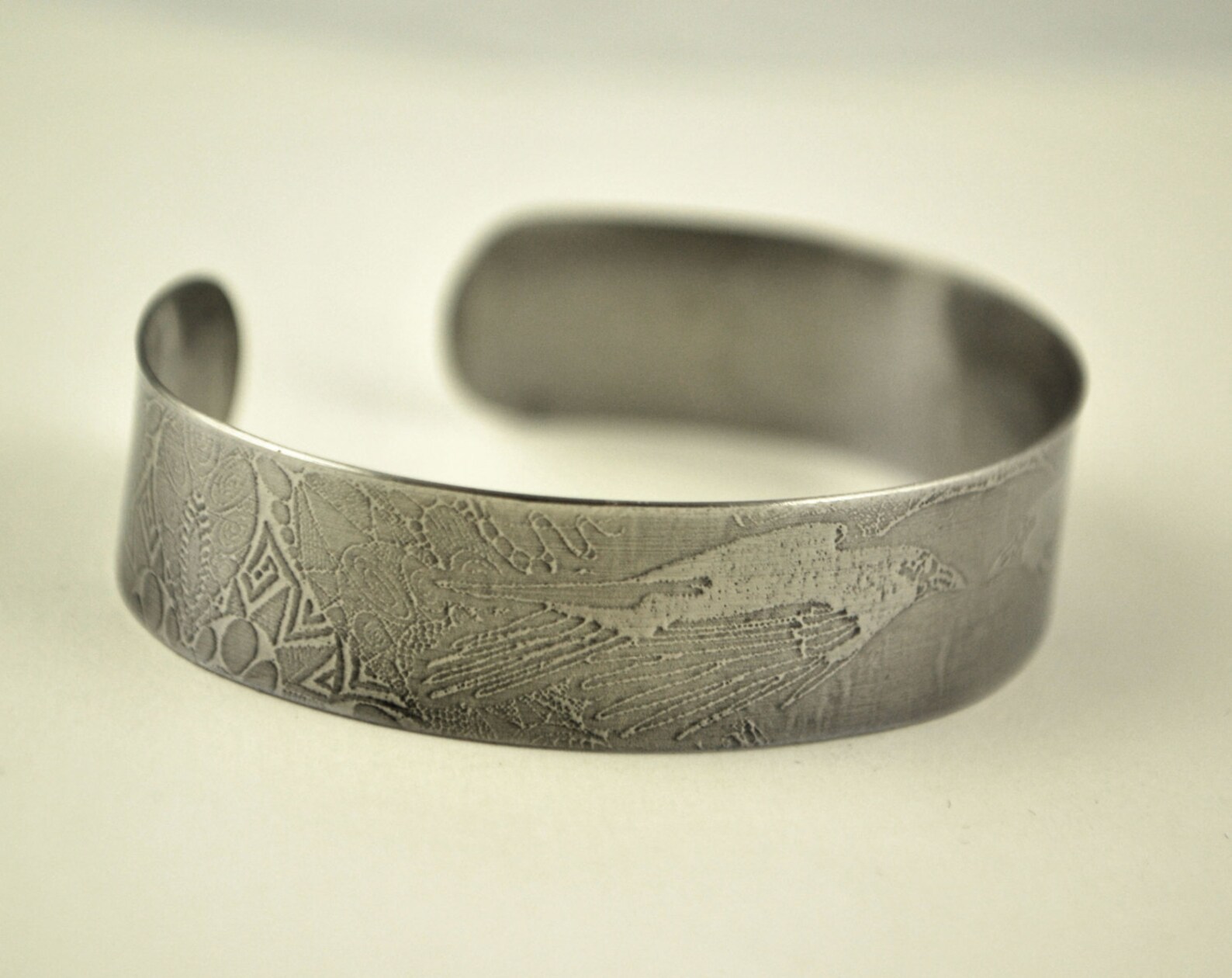 Slim Steel Raven Cuff Stainless Steel Bangle Medium Surgical - Etsy