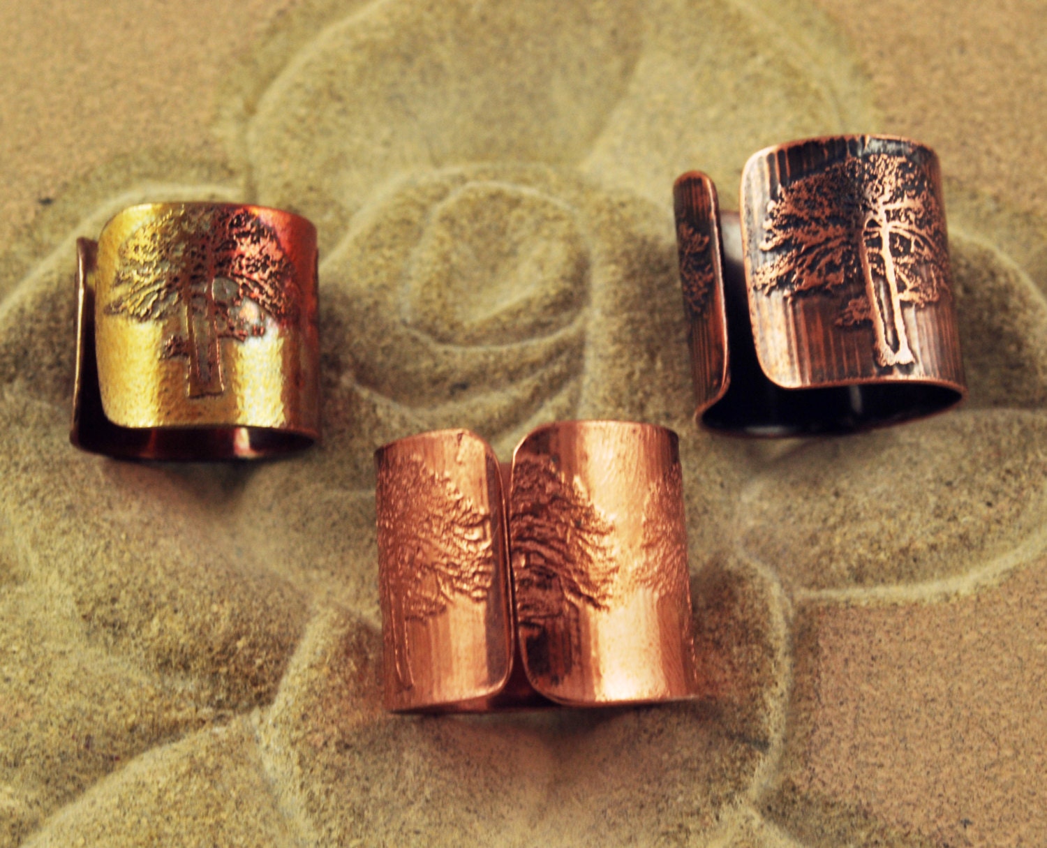 Etched Copper Tree Ring Adjustable Size - Etsy