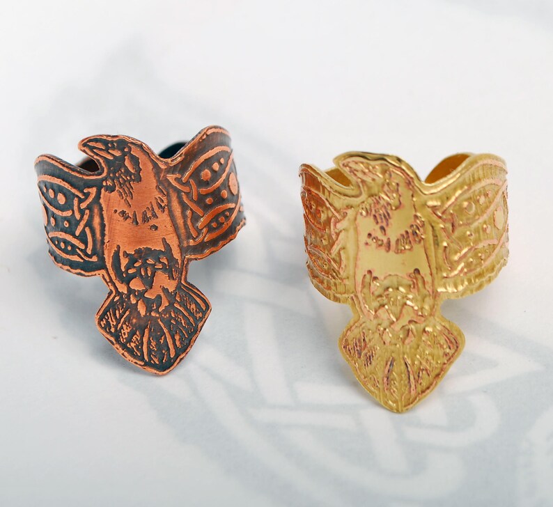 Brass Raven Ring Celtic Crow Ring Golden Corvid Ring - Etsy UK