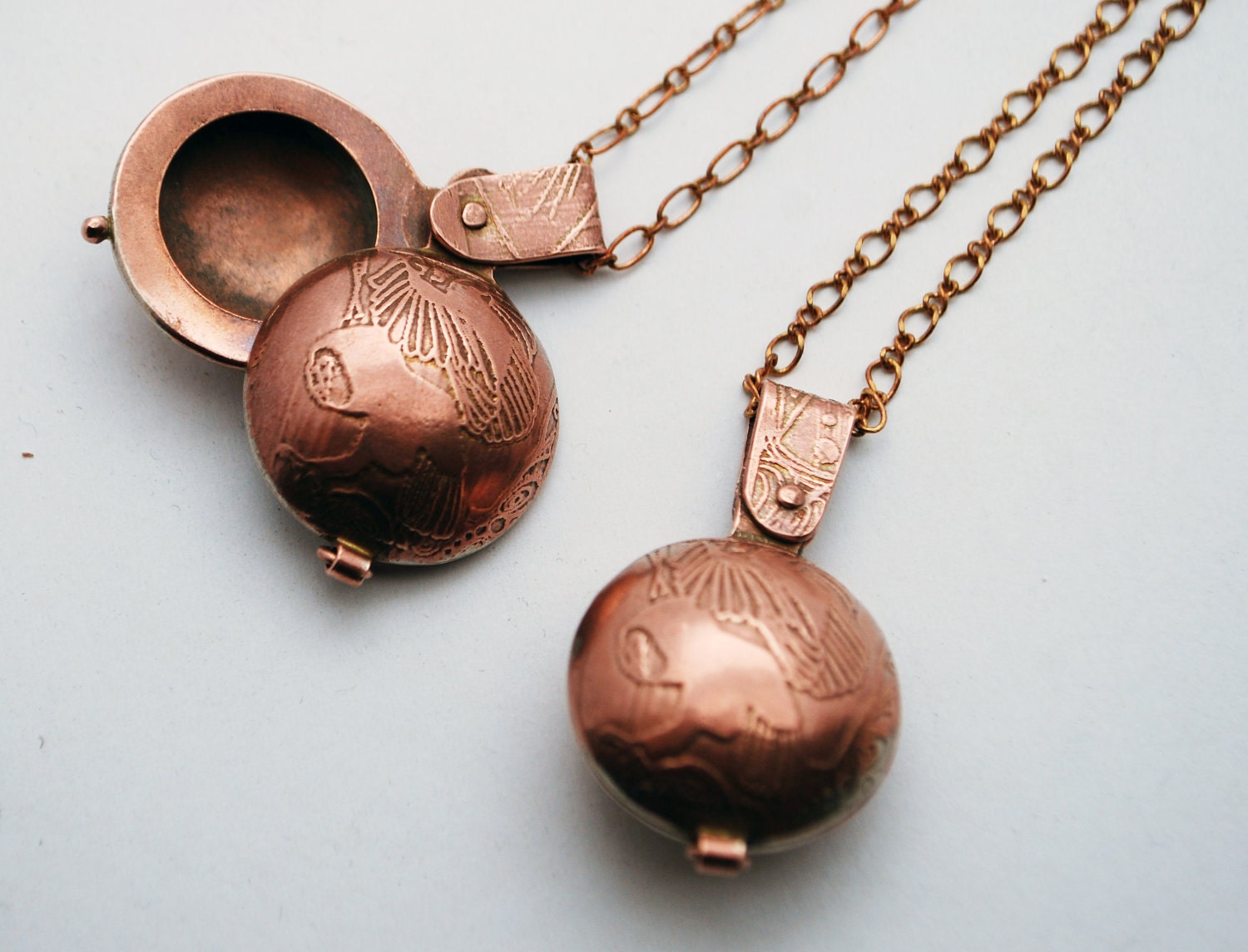 Copper Owl Locket Etched Owl Copper Swivel Locket - Etsy