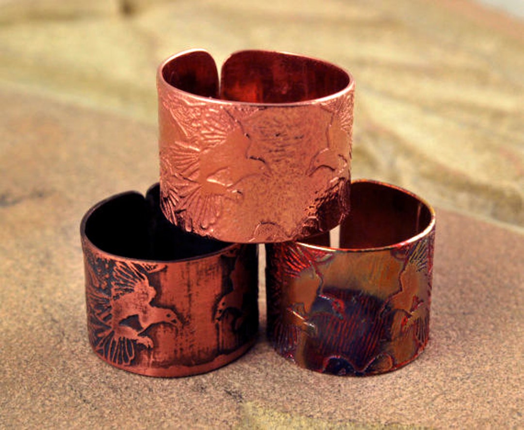 Etched Copper Magpie Ring Adjustable Size - Etsy