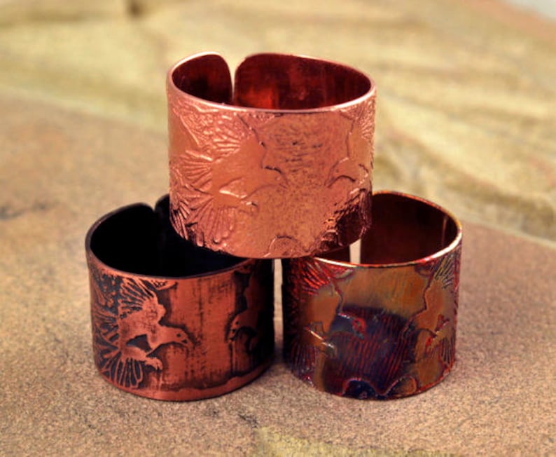 Etched Copper Magpie Ring - Adjustable Size - Etsy
