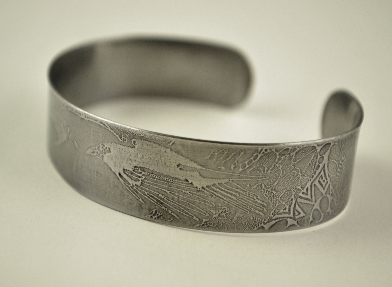 Slim Steel Raven Cuff Stainless Steel Bangle Medium Surgical - Etsy