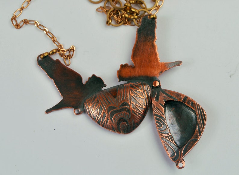 Crow Talisman Locket Etched Rook Copper Swivel Locket | Etsy