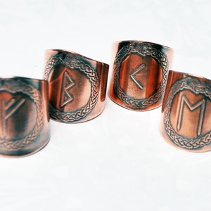 Copper Rune Rings, Viking Futhark Ring, Runes Shield Ring, Armour Ring ...