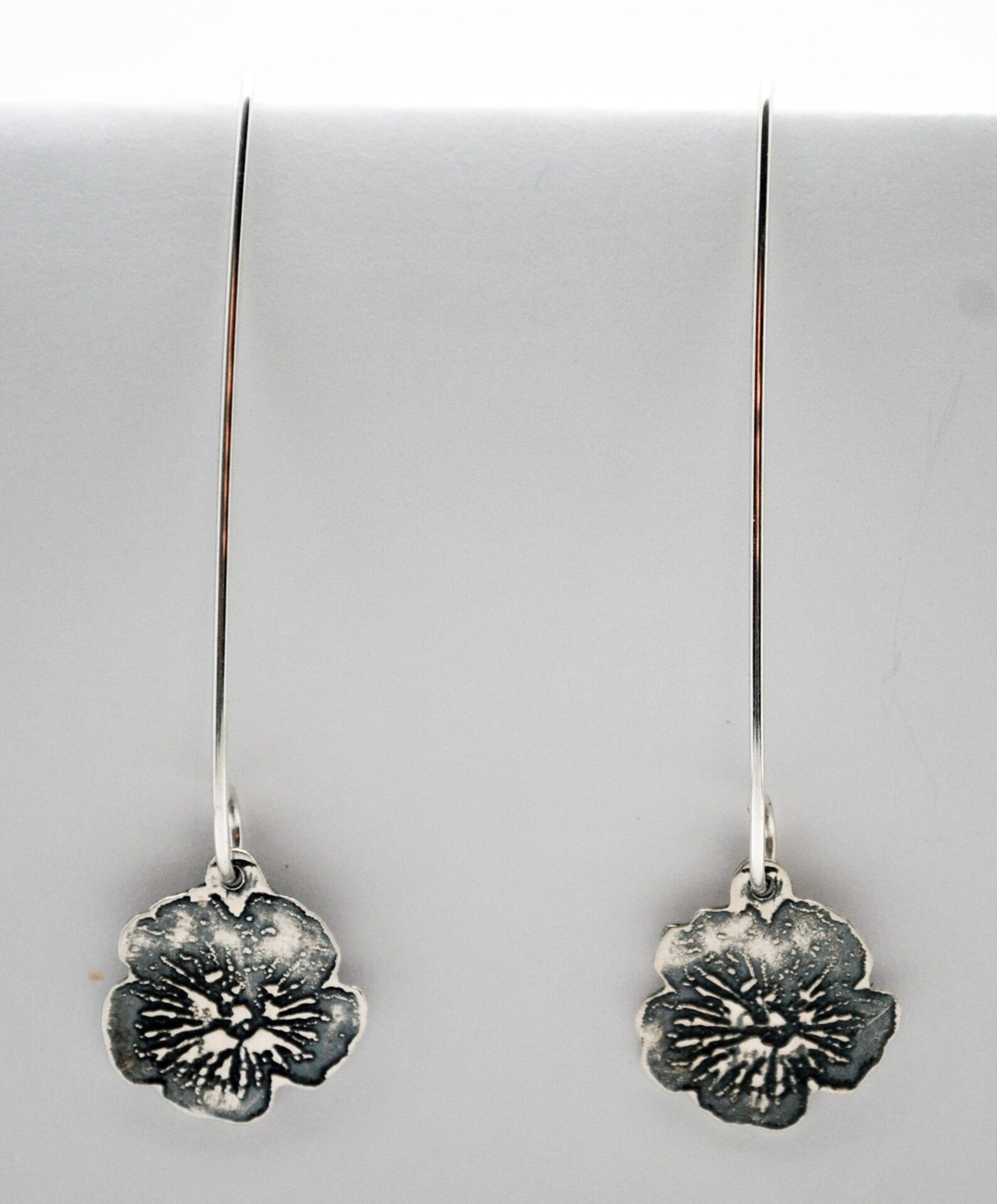 Flat Silver Flower Earrings - Etsy