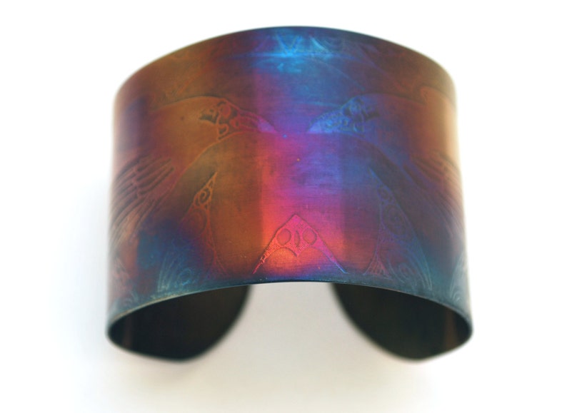 Coloured Steel Raven Cuff Multi Coloured Stainless Steel - Etsy