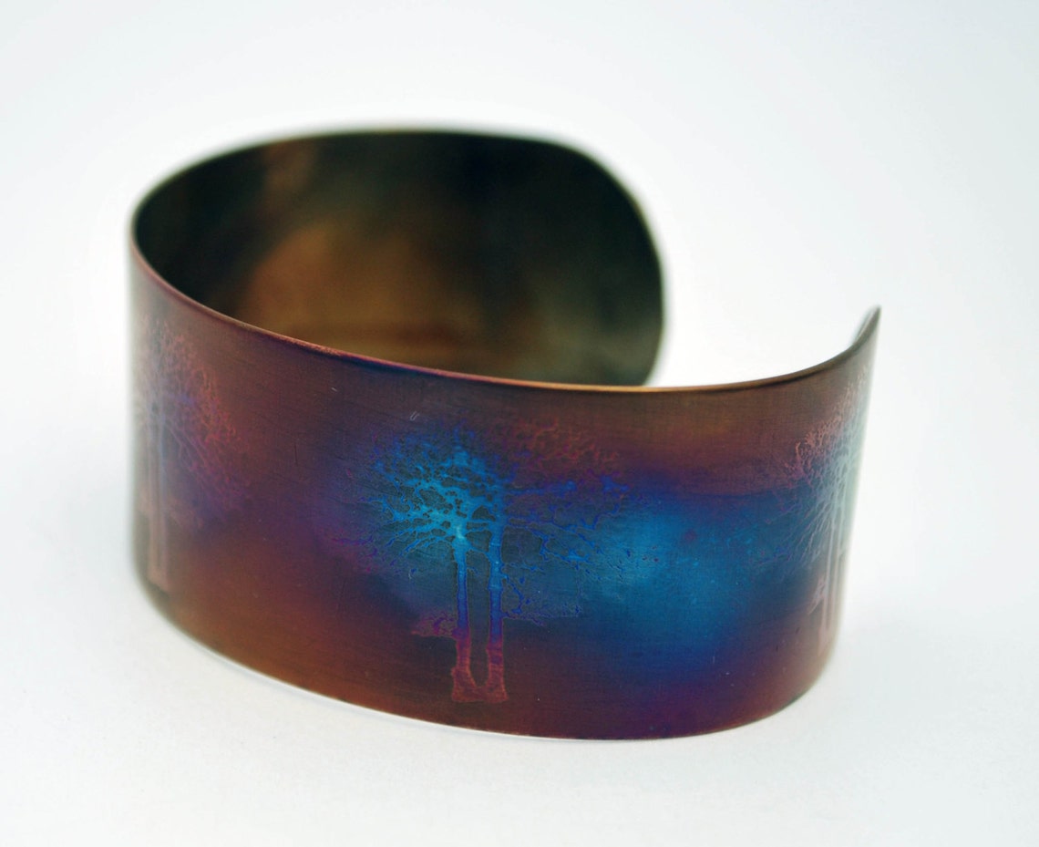 Coloured steel trees cuff Multi coloured stainless steel | Etsy