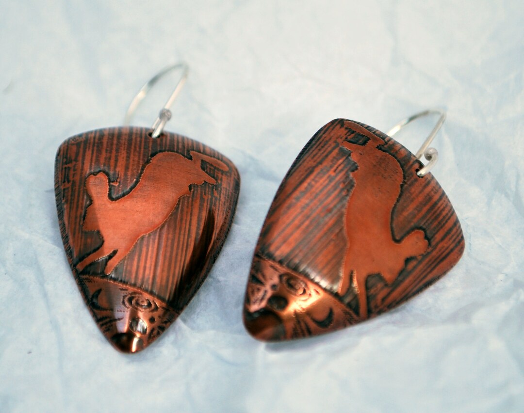 Hare Triangle Shape Copper and Silver Earrings - Etsy