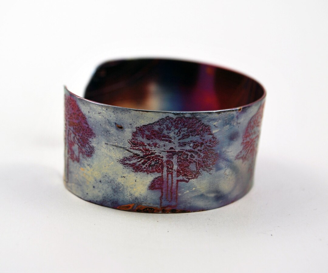 Etched Copper Cuff Bracelet - Tree Design - Medium Size - Etsy
