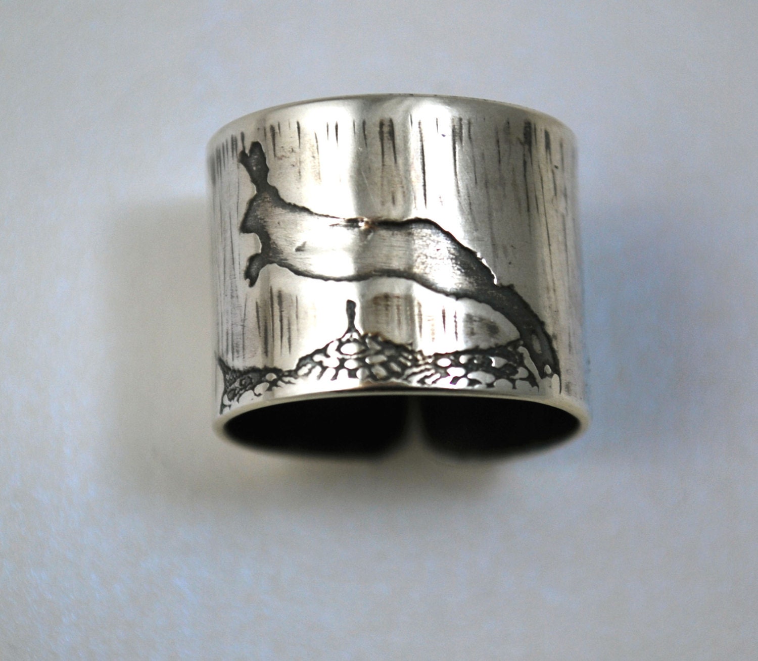 Adjustable Etched Silver Hare Ring Oxidised - Etsy
