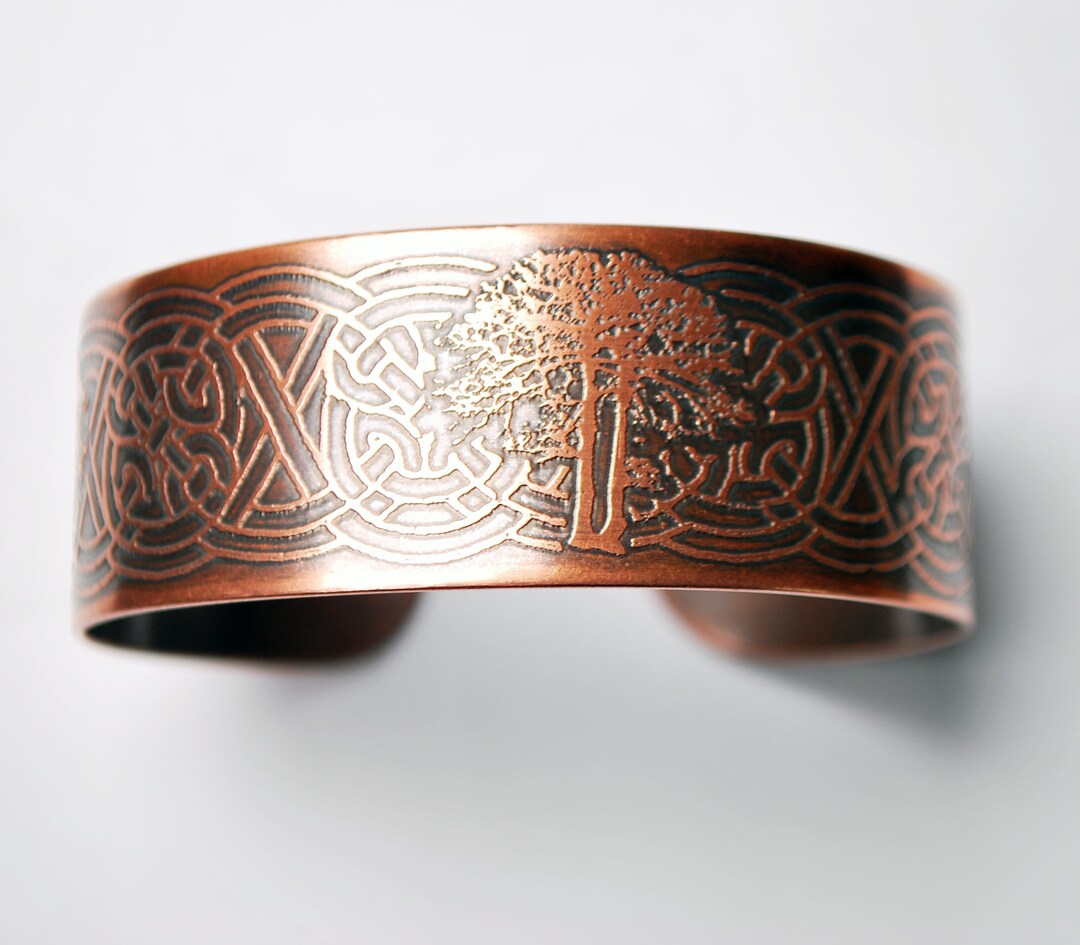 Copper Trees Bracelet, Celtic Tree Knotwork, Copper Cuff, Yggdrasil ...