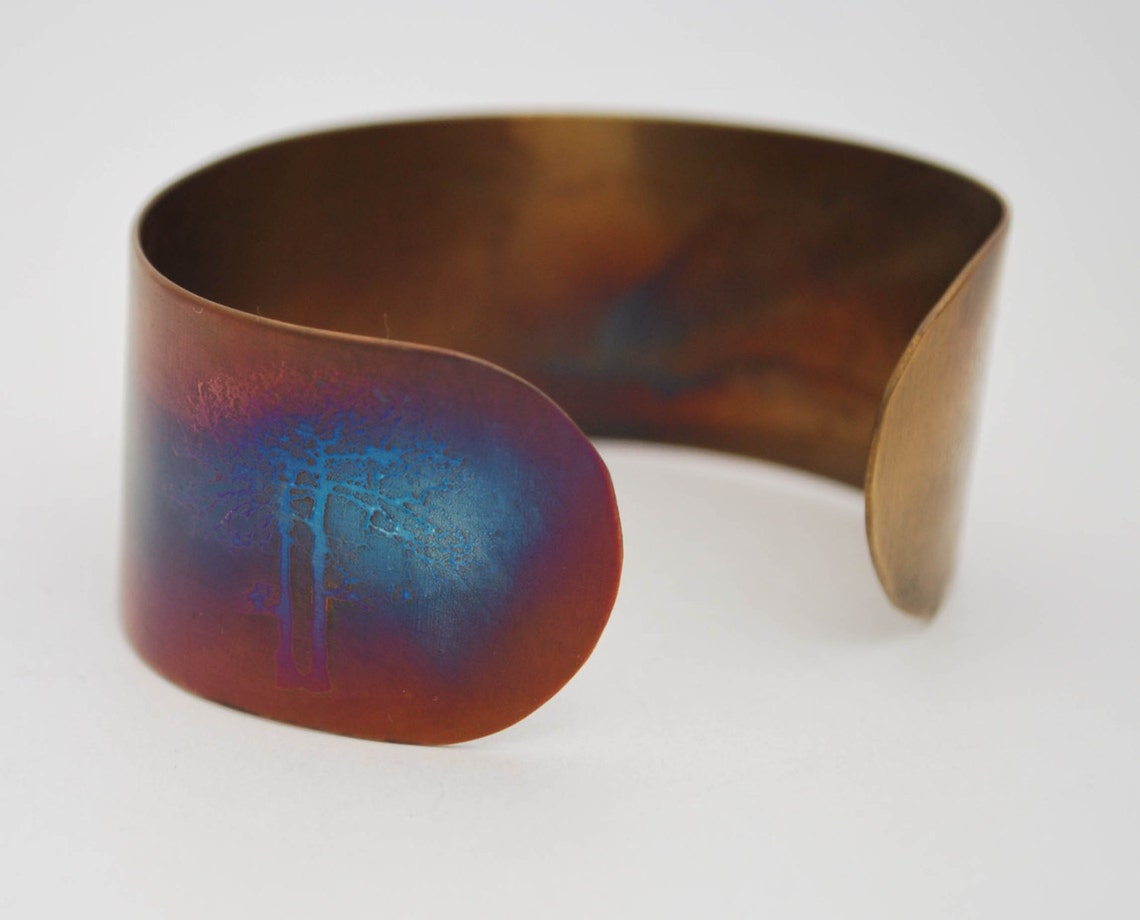 Coloured steel trees cuff Multi coloured stainless steel | Etsy