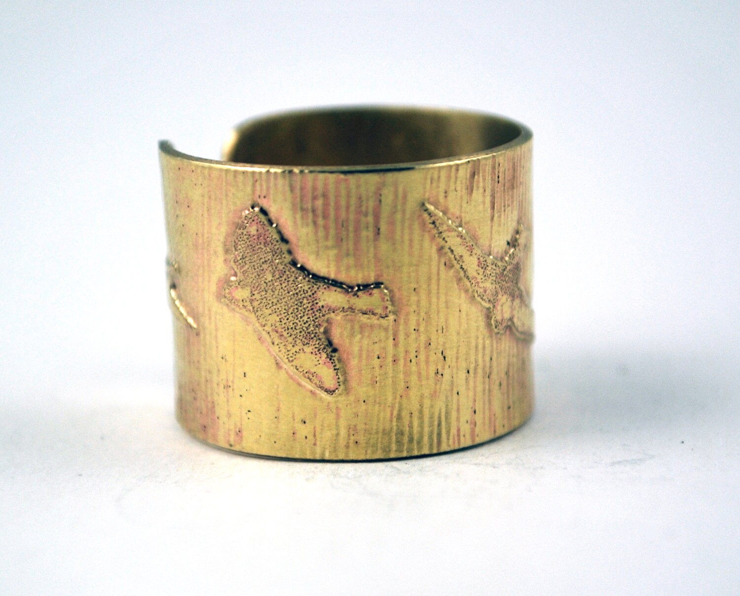 Etched Brass Bird Ring Adjustable Size | Etsy