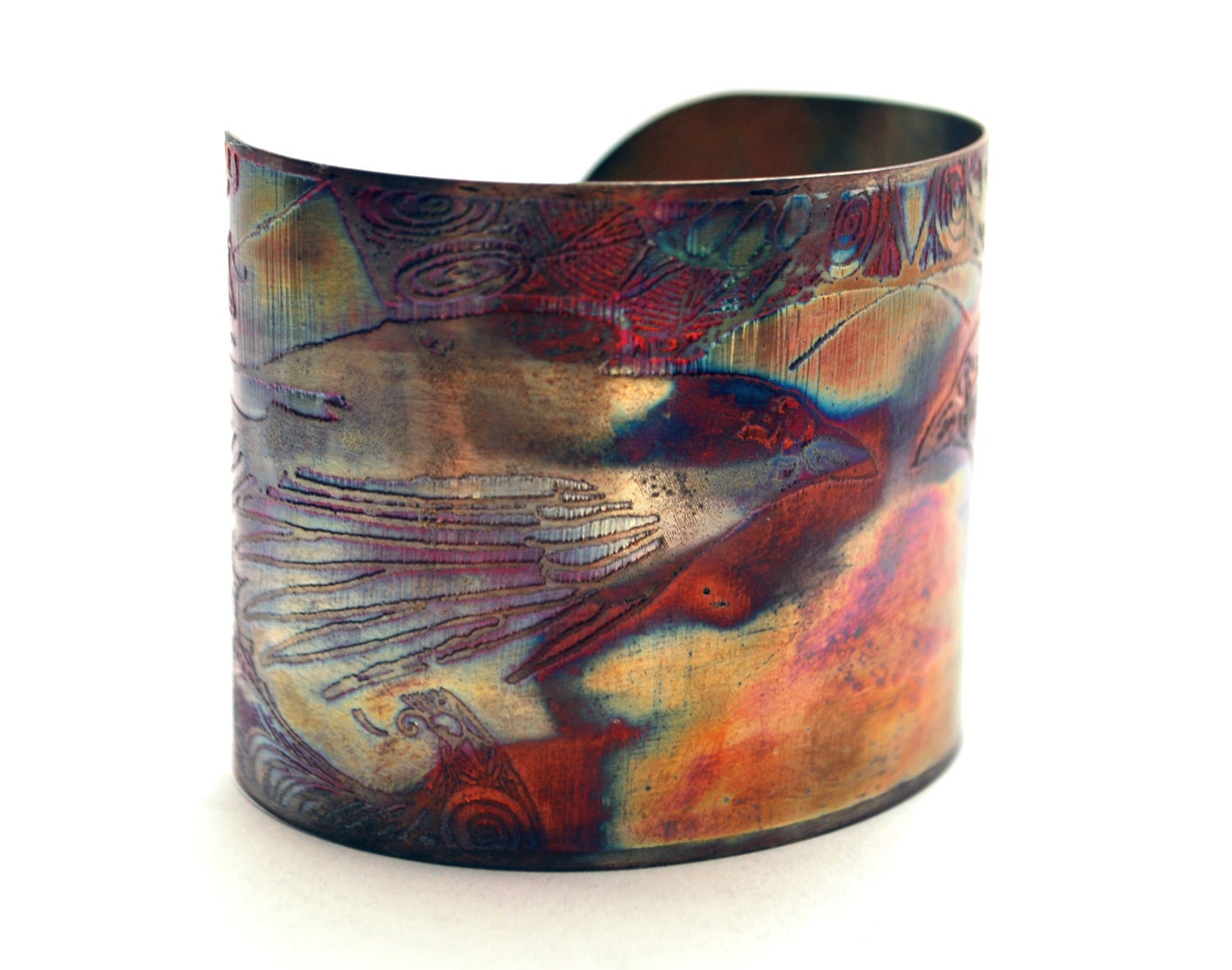 Etched Copper Crow Raven Cuff Bracelet - Etsy