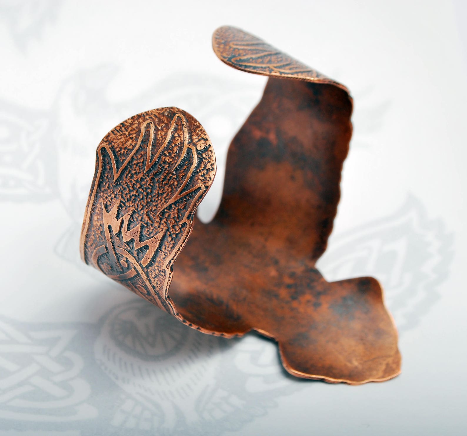 Raven Cuff Bronze Cuff Celtic Raven Bird Bracelet Etched - Etsy