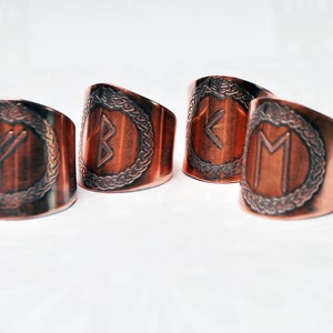 Copper Rune Rings, Viking Futhark Ring, Runes Shield Ring, Armour Ring ...