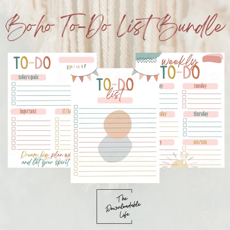 Boho To-do List Bundle - Etsy