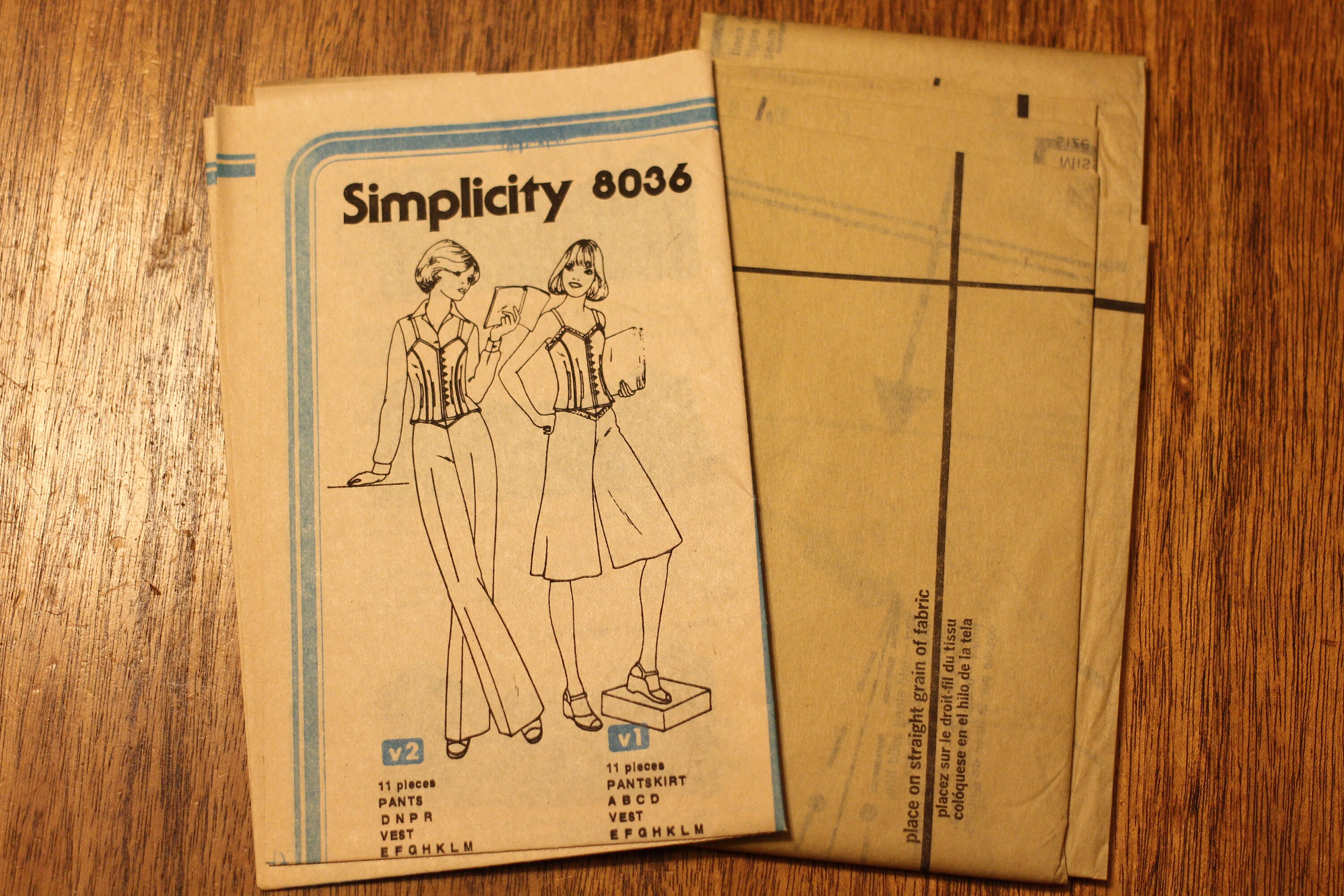 70's Vintage Simplicity 8036 Sewing Pattern 2 Piece Matching Set Size 8 ...