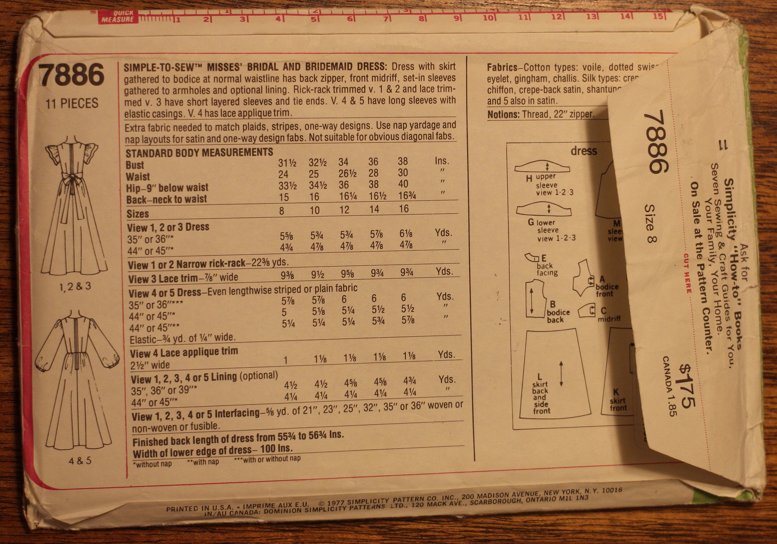 Vintage Simplicity 7886 70s Wedding / Full Length Dress Sewing Pattern ...