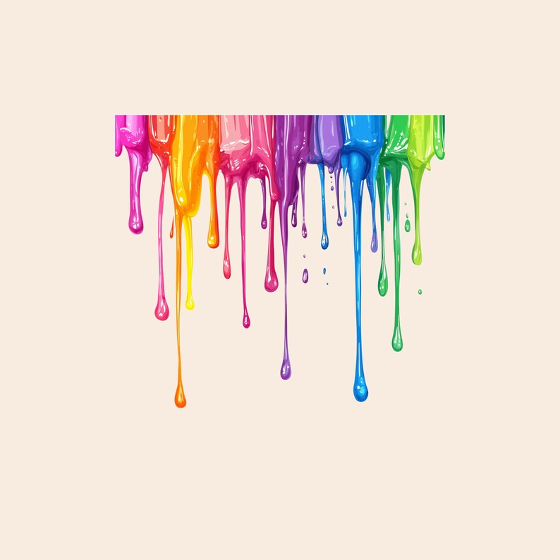 Rainbow Watercolor Drips Clipart, Colorful Dripping Border, Watercolor ...