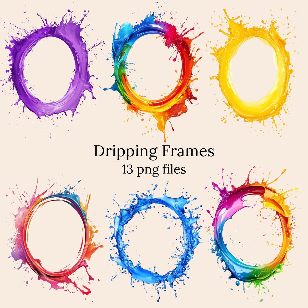 Rainbow Watercolor Frame Clipart, Colorful Dripping Frames, Watercolor ...