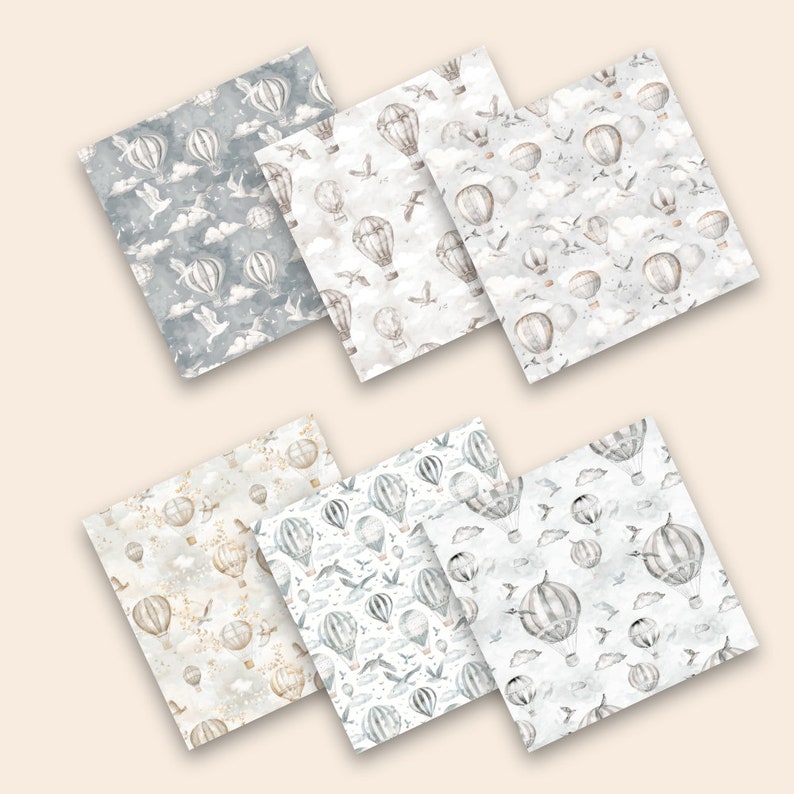 Scrapbook Paper, Digital Paper, Hot Air Balloon Instant Digital ...