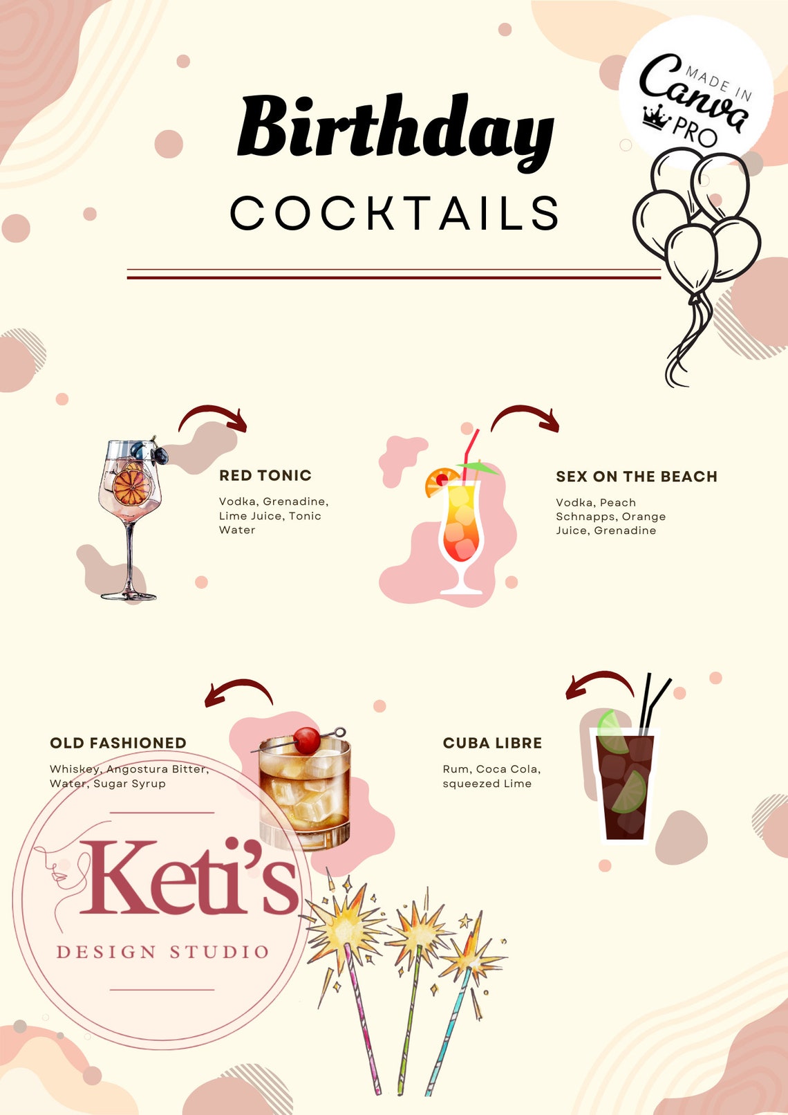 Birthday Cocktail Menu Drink - Etsy