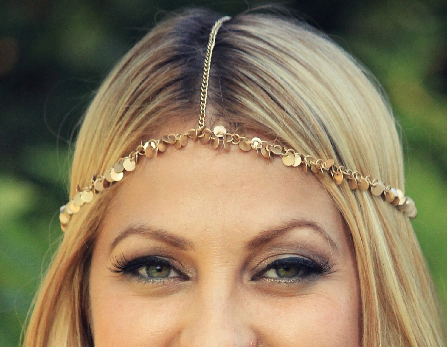 Chain Headpiece Boho Chic Gold Disc Head Chain Etsy