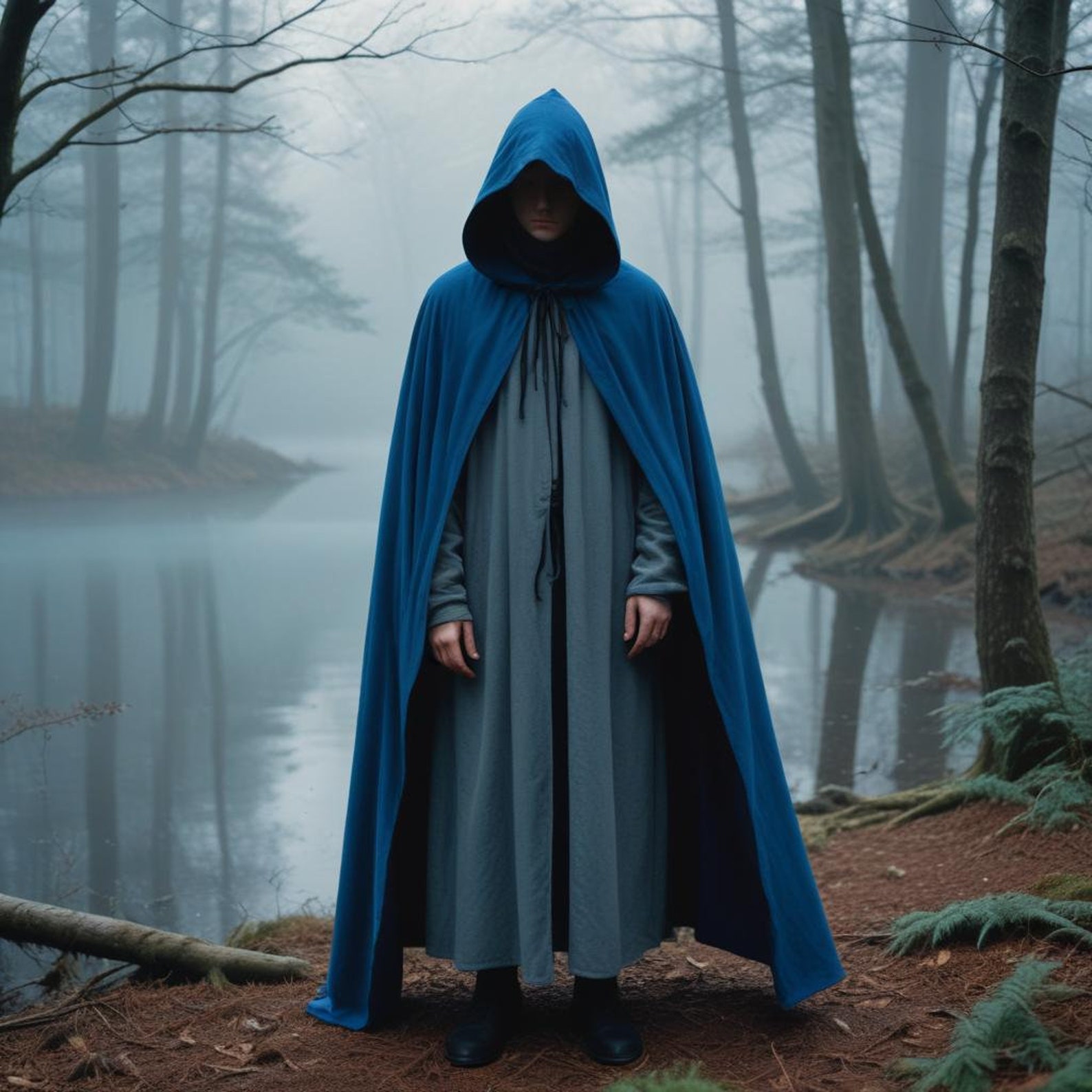 Winter Blue Wool Cloak Women, Men. Hood Woolen Cape - Etsy