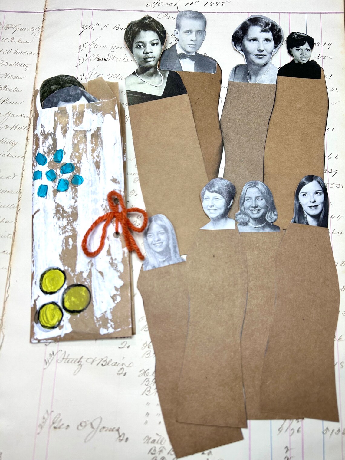 Vintage Yearbook Paperdolls set of 8 With Scrap Kit Collage Mixed Media ...