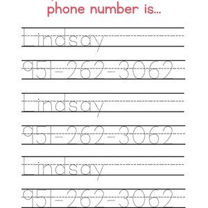 Editable Kids Safety Important Info Writing Practice | Learn to Write ...