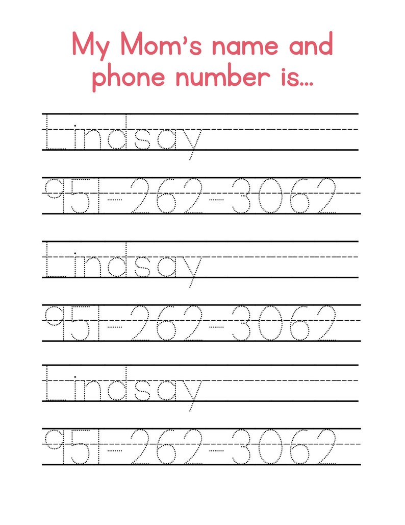 Editable Kids Safety Important Info Writing Practice | Learn to Write ...