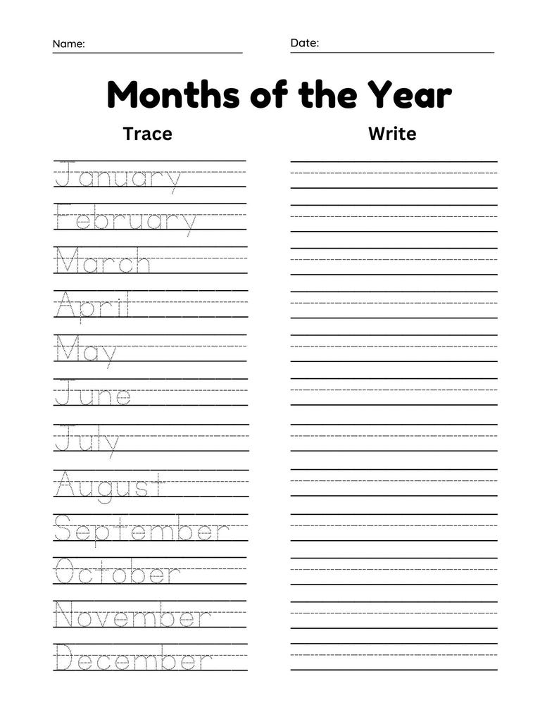 Months of the Year & Days of the Week Trace and Write Workbook | Kids ...