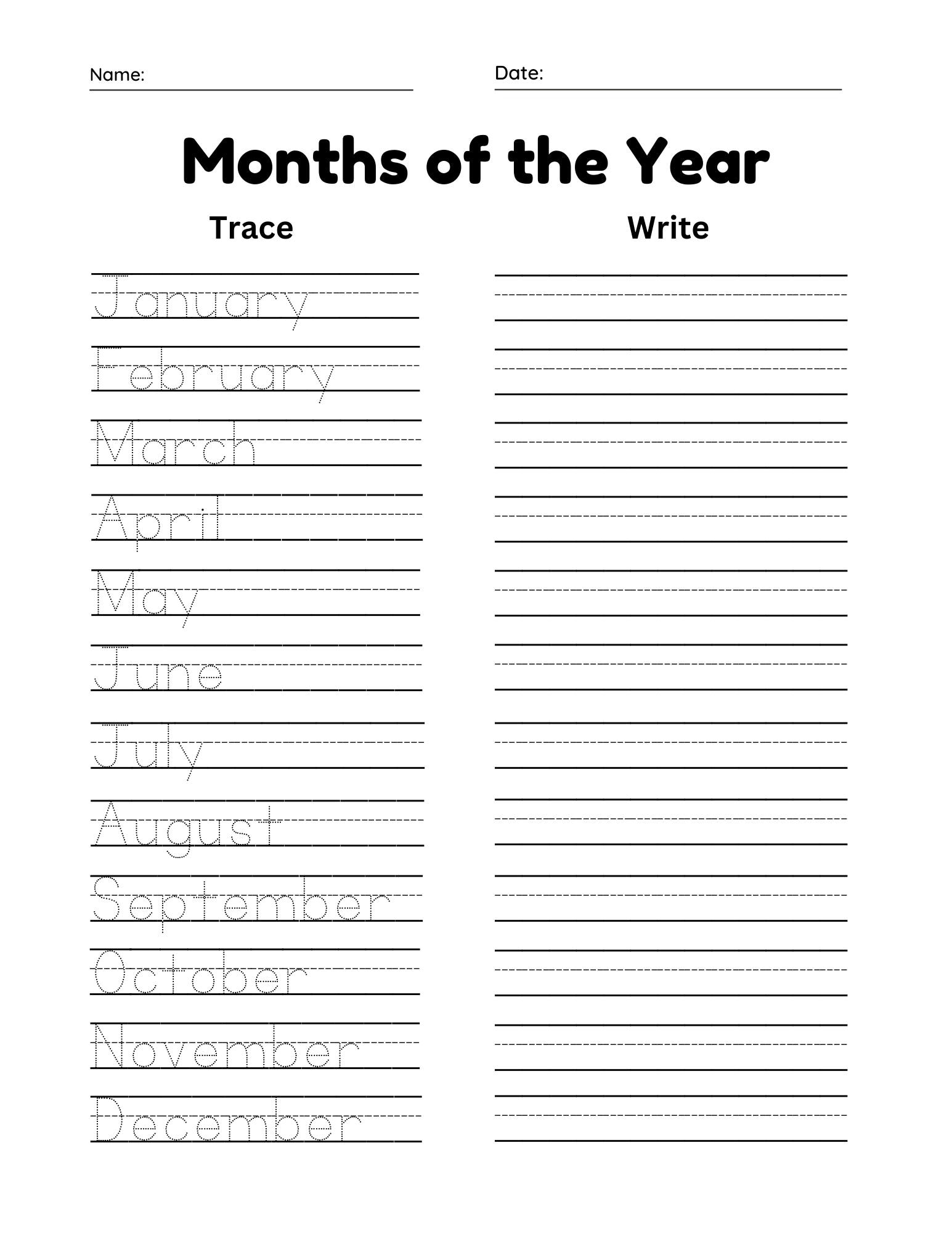 Months of the Year & Days of the Week Trace and Write Workbook | Kids ...