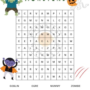 Halloween Word Search Bundle for Kids | Haunted House, Spooky Night ...