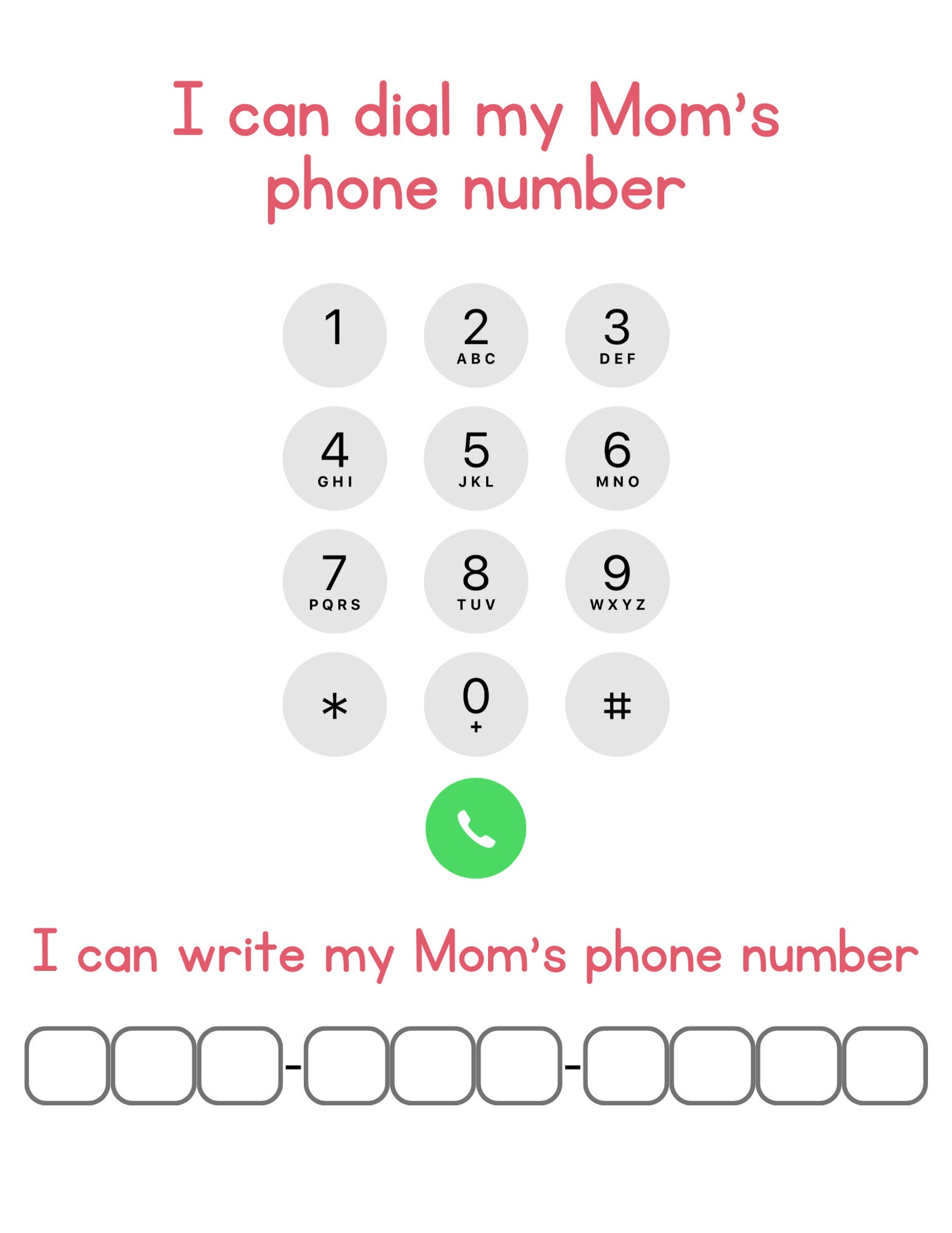 Editable Kids Safety Important Info Writing Practice | Learn to Write ...