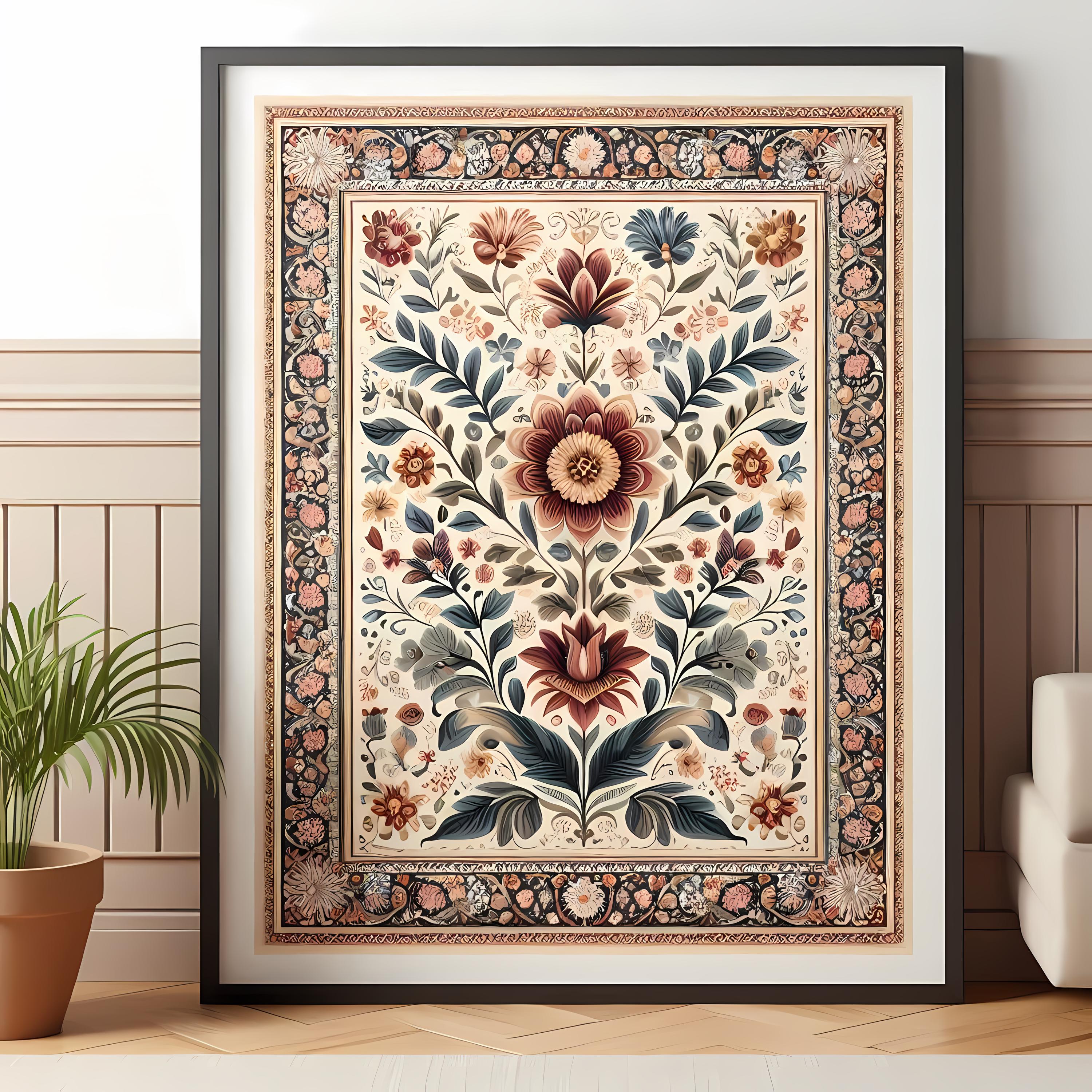 Traditional Indian Floral Art Print - Pichwai Painting - Vintage Folk ...